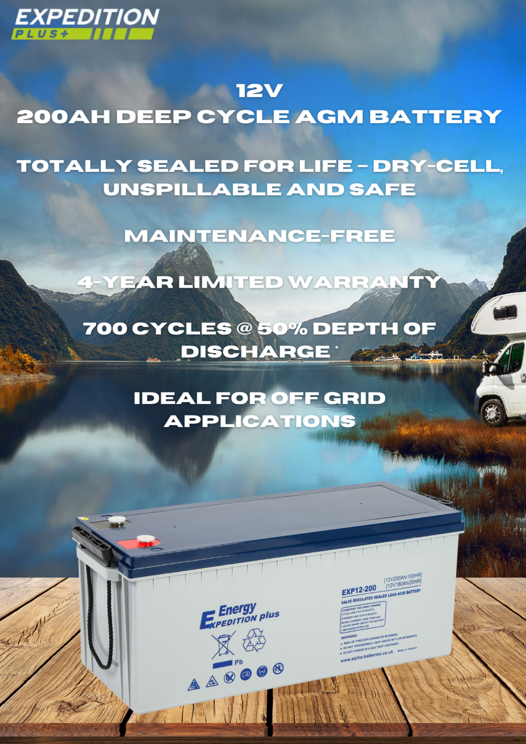 12v 200ah Expedition Plus Agm Deep Cycle Leisure Battery (EXP12-200 ...