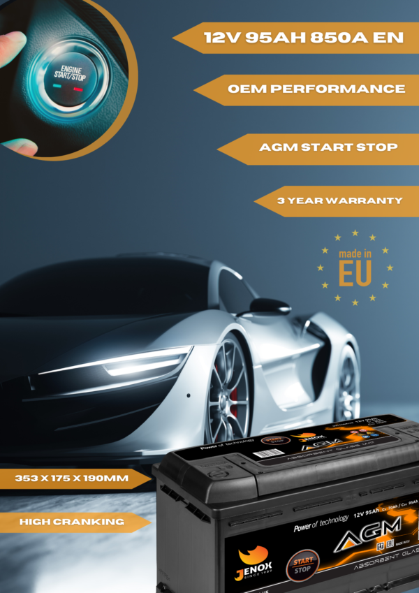 019 Jenox AGM Stop Start Car Battery - Alpha Batteries