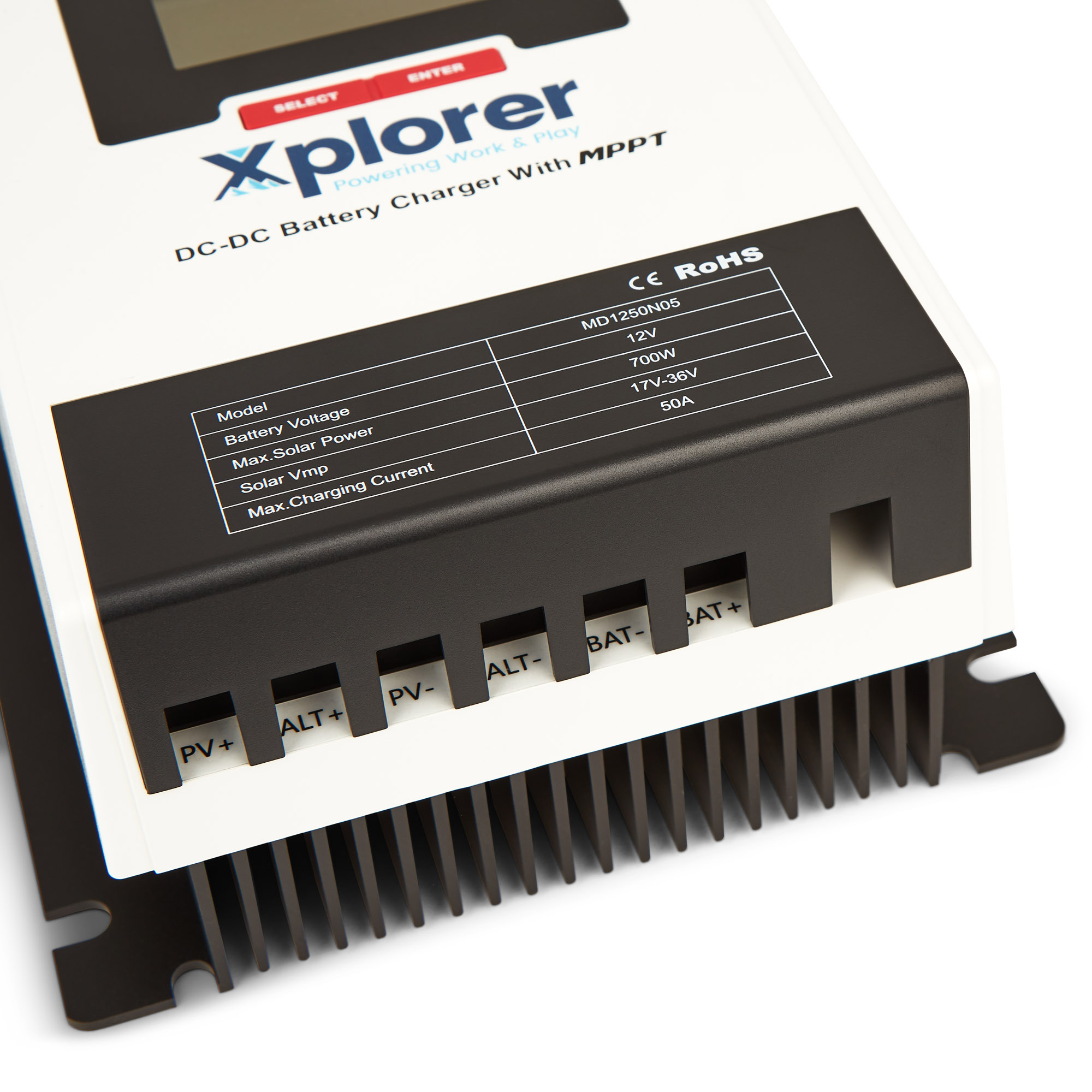 12v Xplorer 50A Onboard DC/DC Charger with Solar MPPT, Bluetooth & LCD Display - Alpha Batteries
